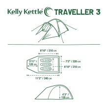 'Traveller' - 3 person Tent. Lightweight, Trekking, Camping, Adventure